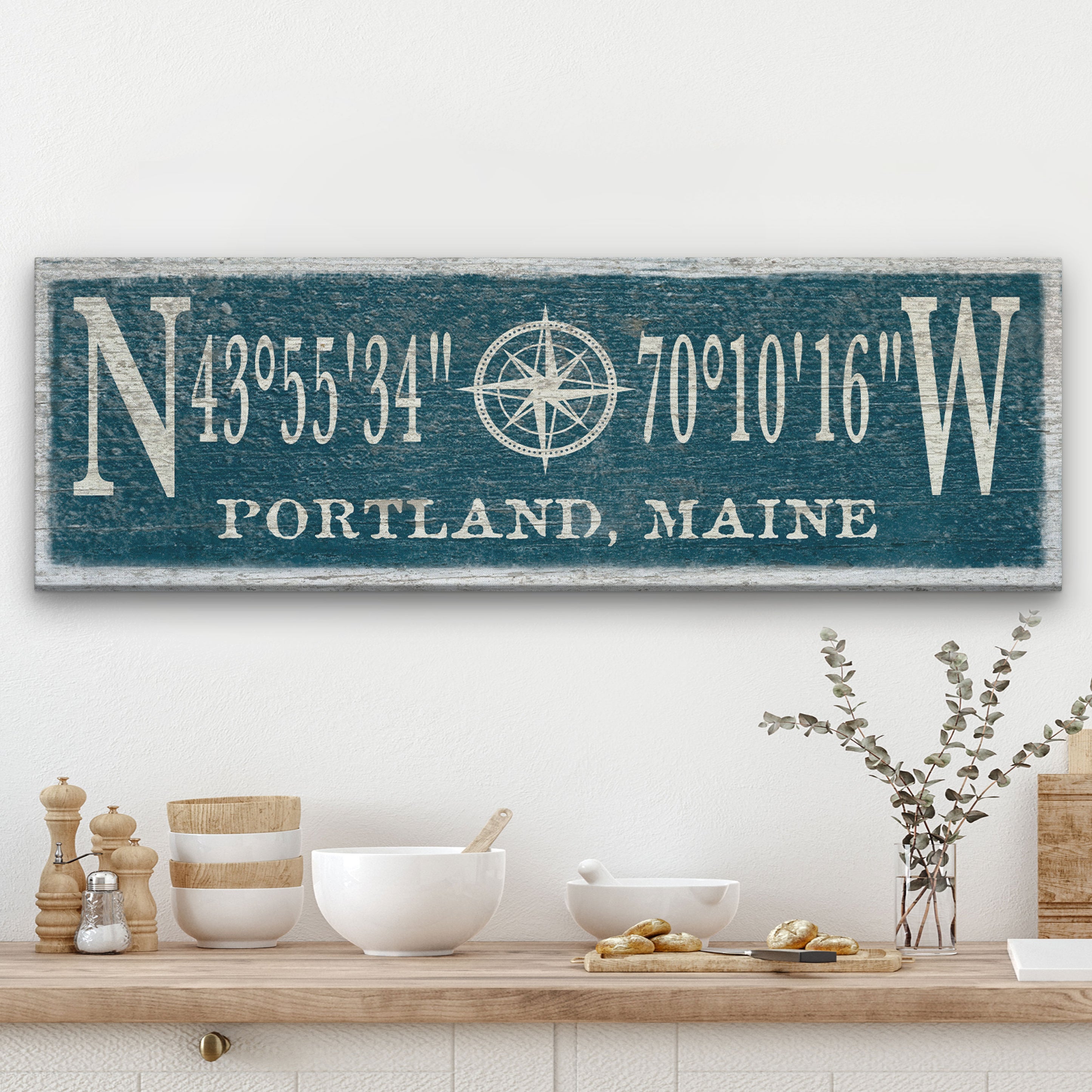 Personalized Latitude Longitude Coordinates Sign with Compass Rose ...