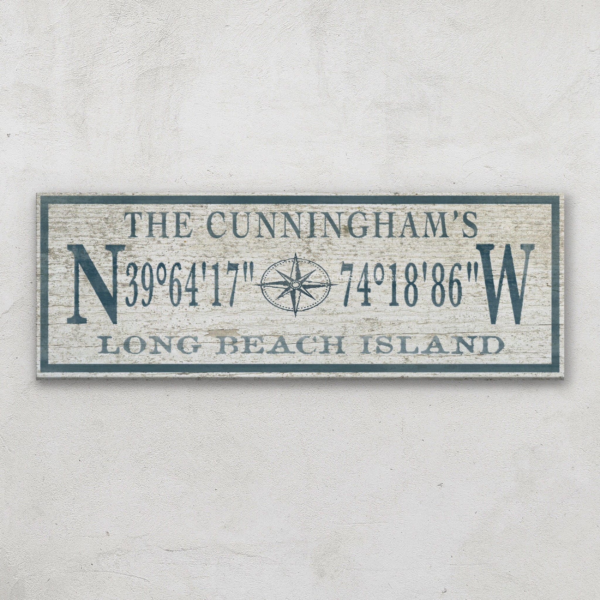 Personalized Latitude Longitude Coordinates & Compass Family Name Sign ...