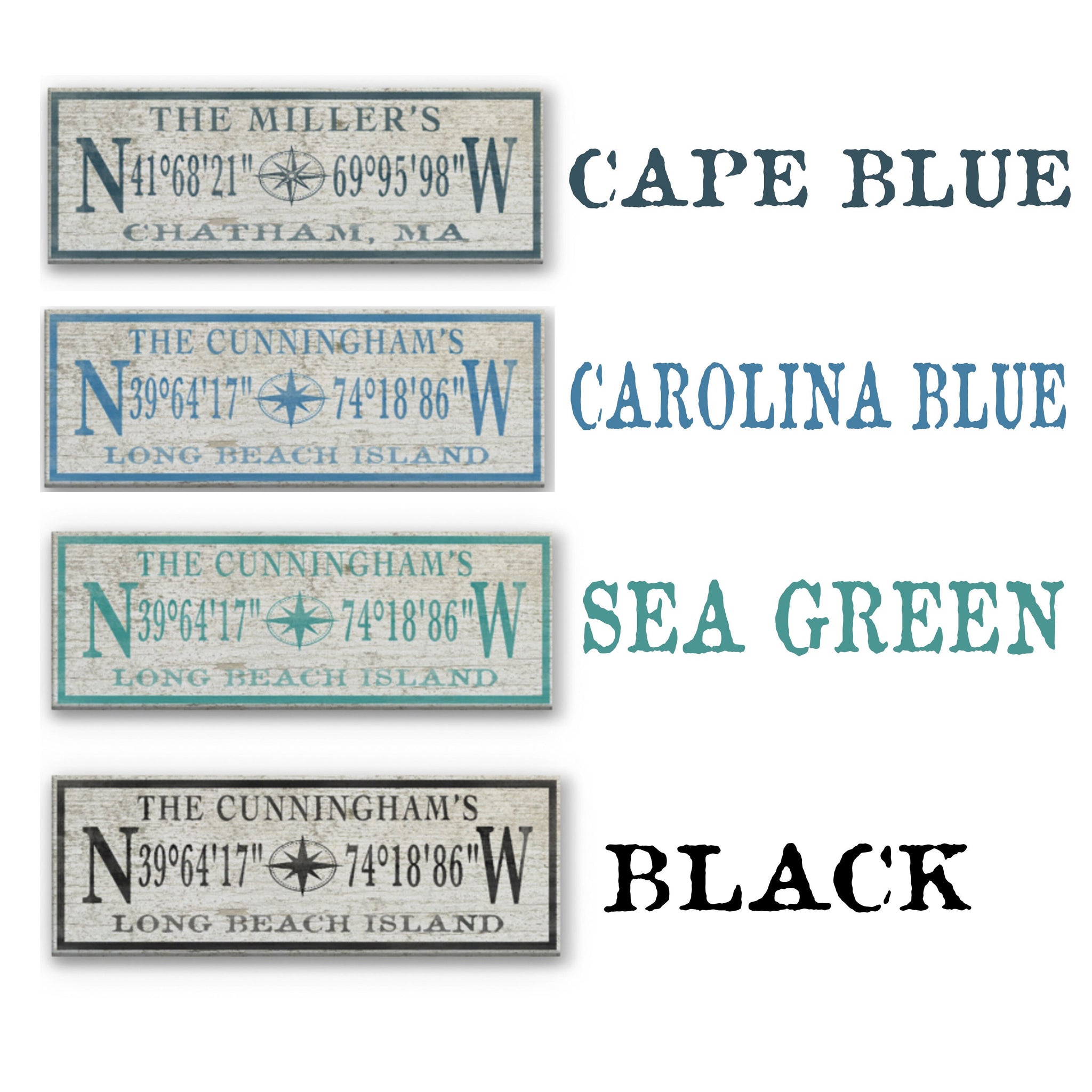 Personalized Latitude Longitude Coordinates & Compass Family Name Sign ...