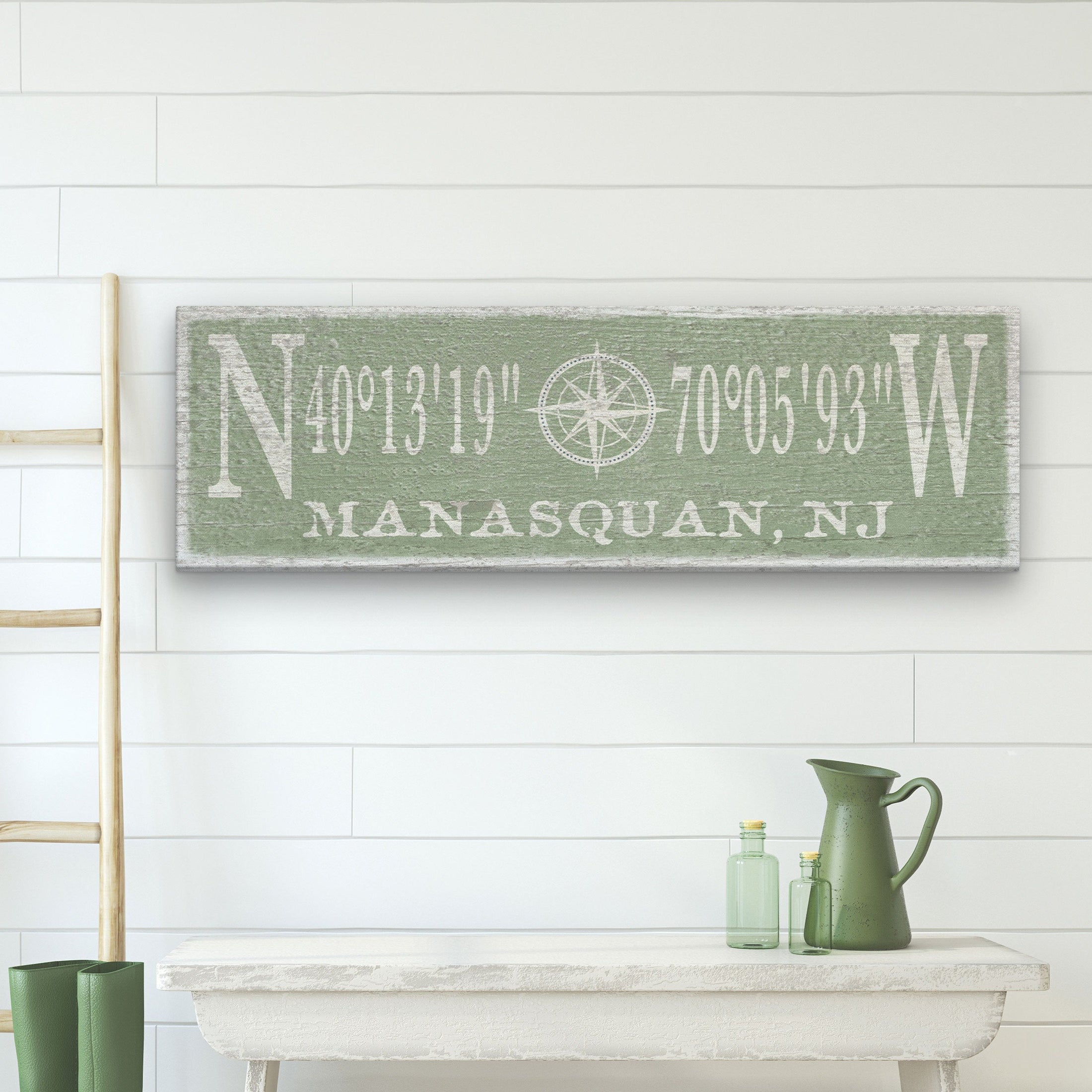 Personalized Latitude Longitude Coordinates Sign with Compass Rose ...